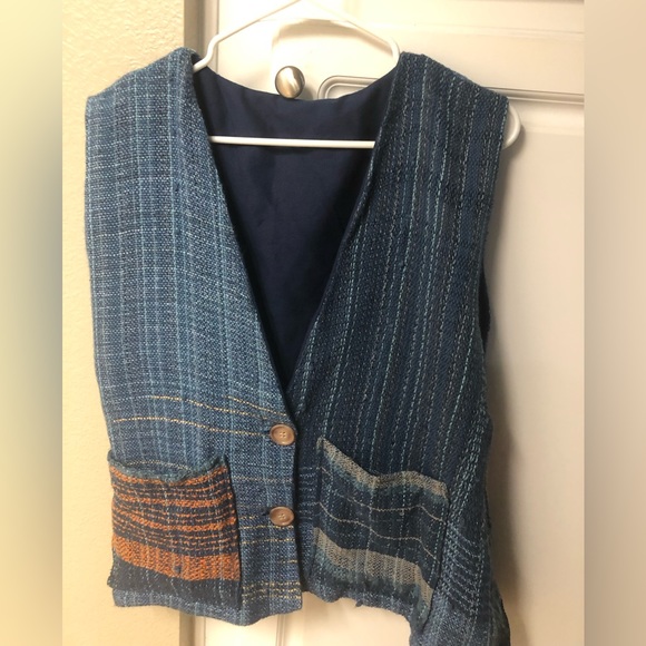 Other | Unique Blue Vest With Orange Detailing | Poshmark